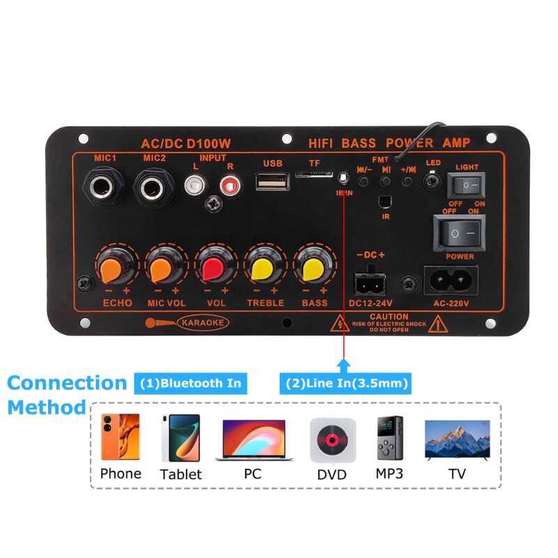 D10 D20 D100 220V 12V 24V 100W Digital Bluetooth 5.0 Amplifier Board ...