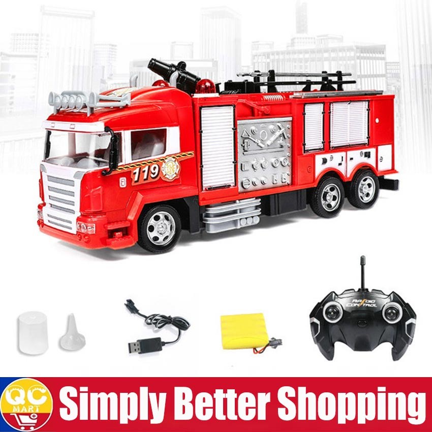 RC Water Spray Fire Truck Remote Control Water Jet Fire Truck Remote ...