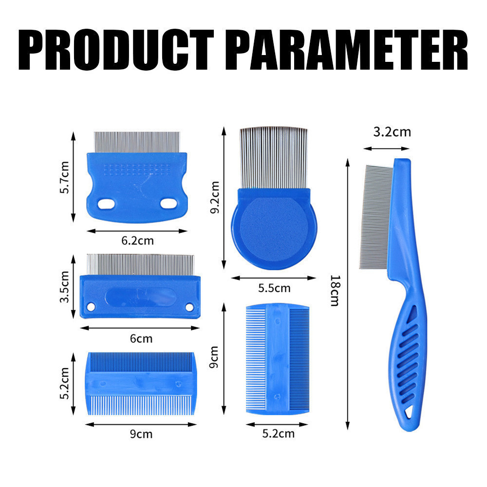 6-Piece Professional Lice Elimination Kit Anti-Lice Detangling Combs ...
