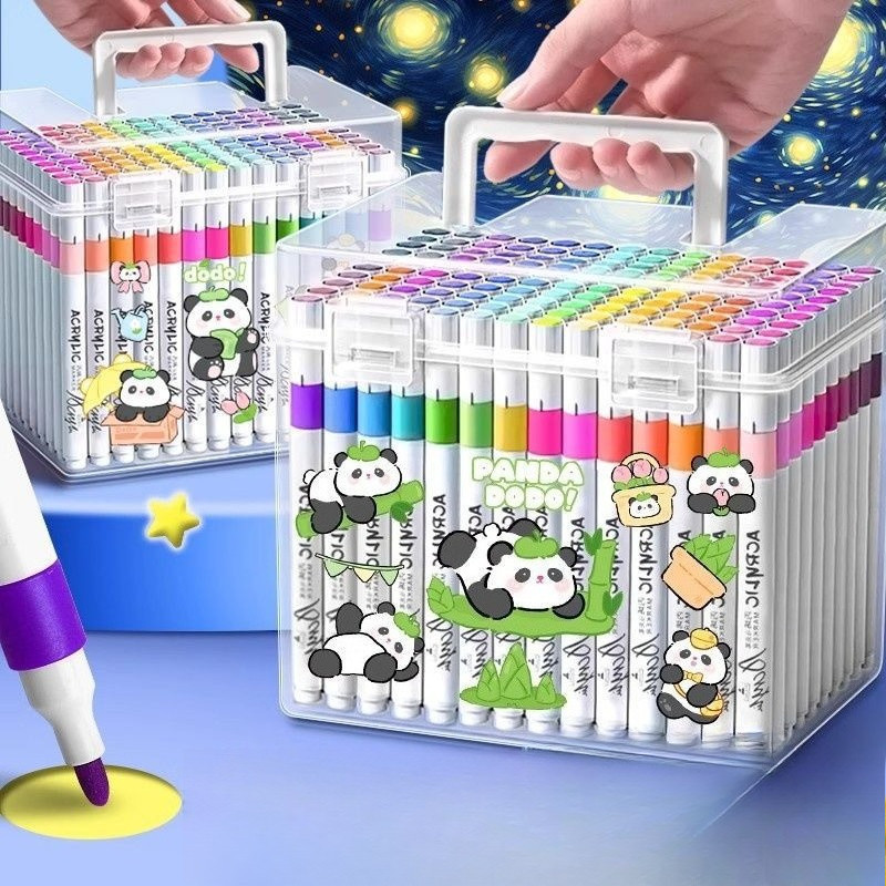 120-color panda acrylic marker set, non-toxic watercolor pen set for ...