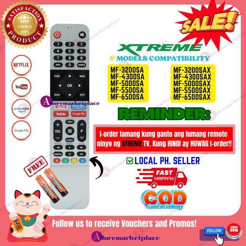 TV Remote Control For Xtreme Android Mf-3200Sa To Mf-6500Sa Mf-3200Sax ...