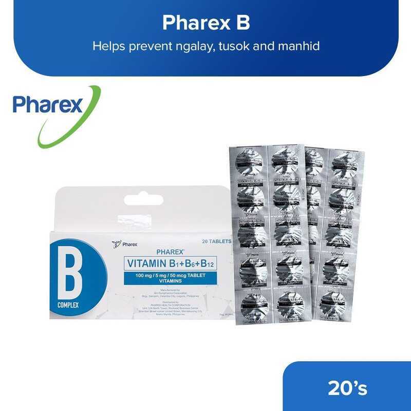 Pharex B-Complex 20 Tablets, Vitamin B1+B6+B12 - Prevention Of Ngalay ...
