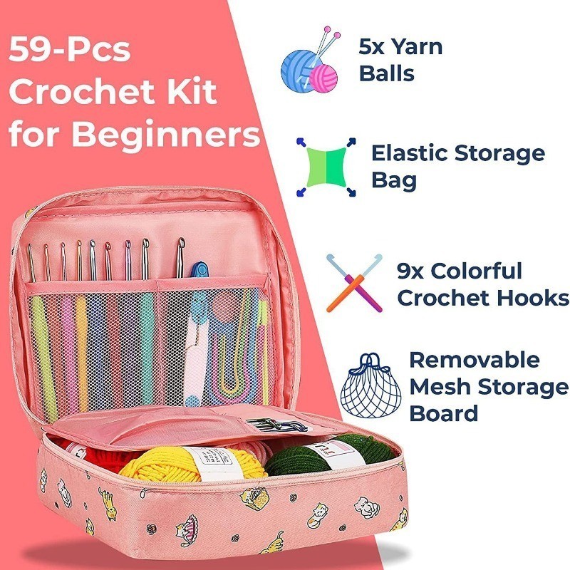 62-piece Beginner Zero-based Complete Material Package Crochet Kit ...