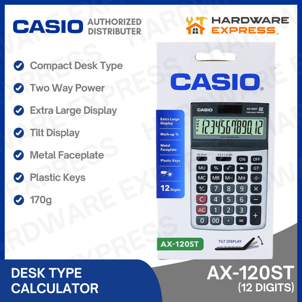 CASIO AX-120ST AX120ST Electronic Calculator 12 Digits | Shopee Philippines