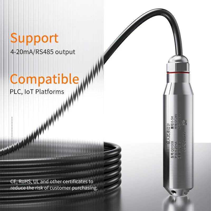 Xj Water Level Sensor 0-5M To 4-20Ma 0-10V 0-5V Rs485 Liquid Level ...