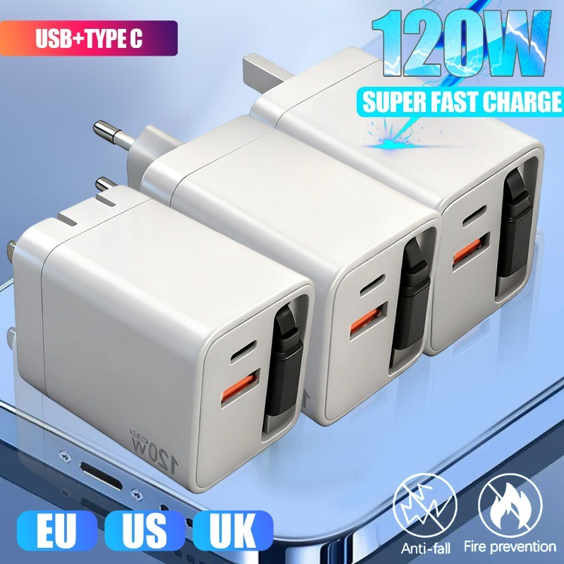 120W Multiple C-Type Fast Chargers for Laptops Tablets Smart Phones ...