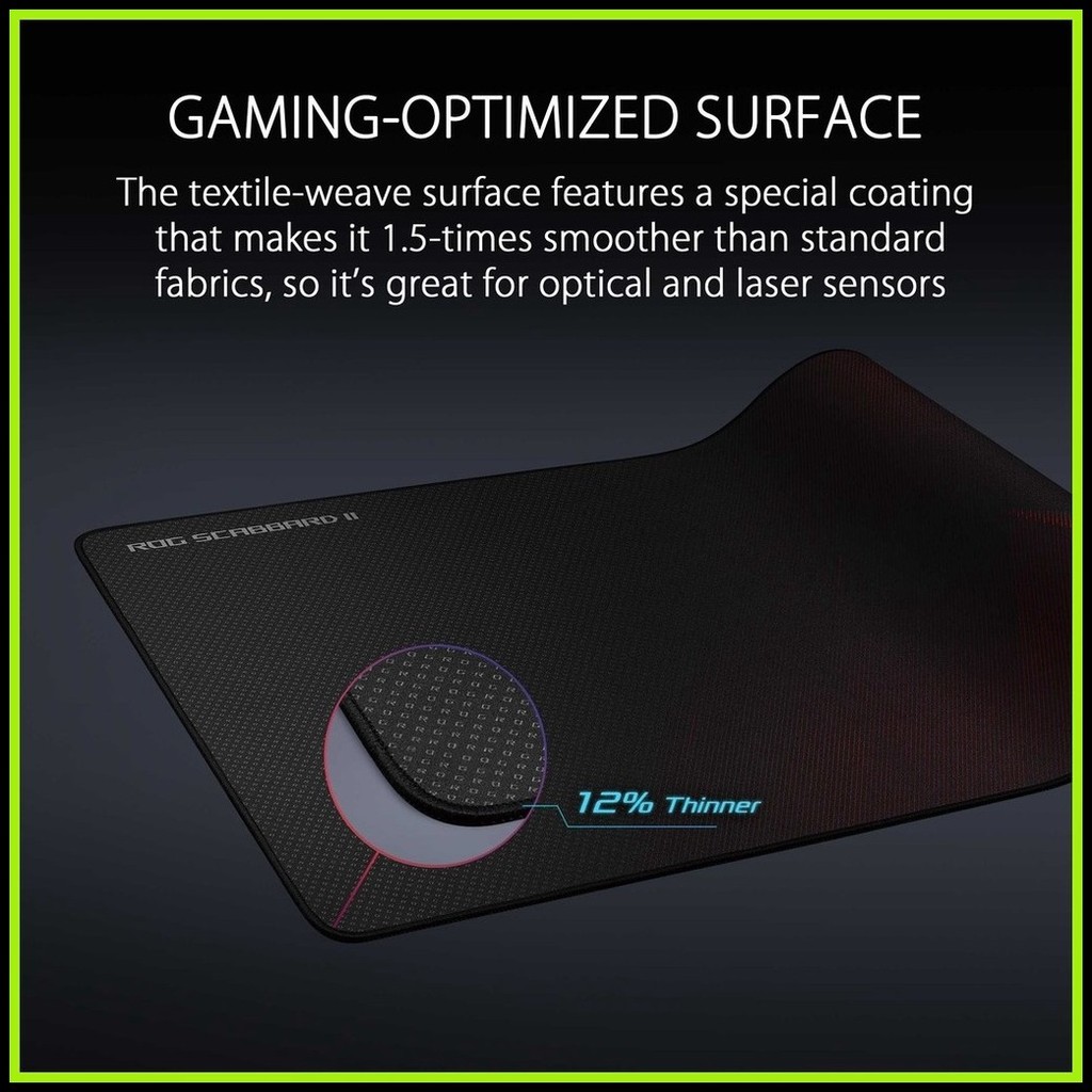Asus ROG Scabbard II Anti-Fray, Flat-Stitched Edges Gaming Mouse Pad ...