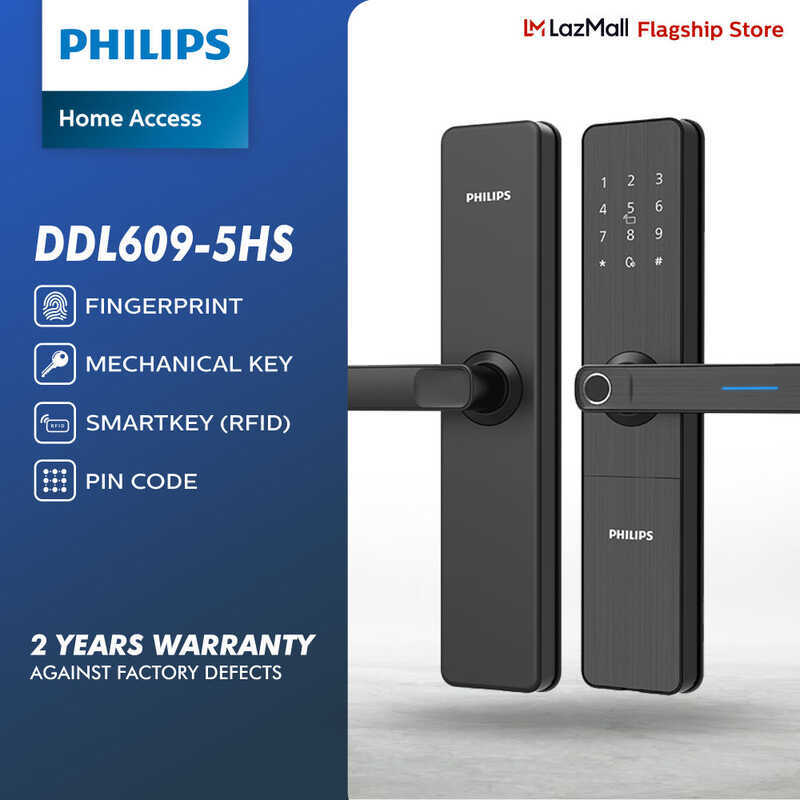 PHILIPS Ddl609-5Hs Elegant Lever-Style Smart Door Lock With Fingerprint ...