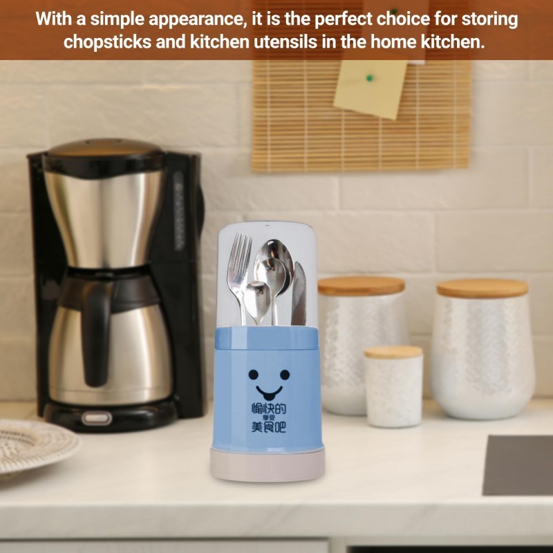 【BUY1 TAKE6】Dustproof Spoon & Fork Holder with Cover Cylinder ...
