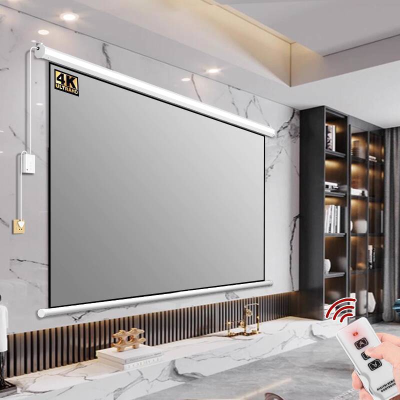 ☑♥ ZhuZhe Electric Projector Screen Home Wall-Mounted Projection Remote ...