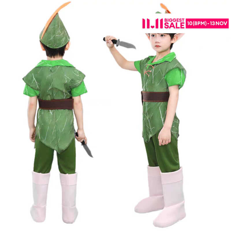 Pan Peter Green Fairy Children's Performance Costume Halloween School ...