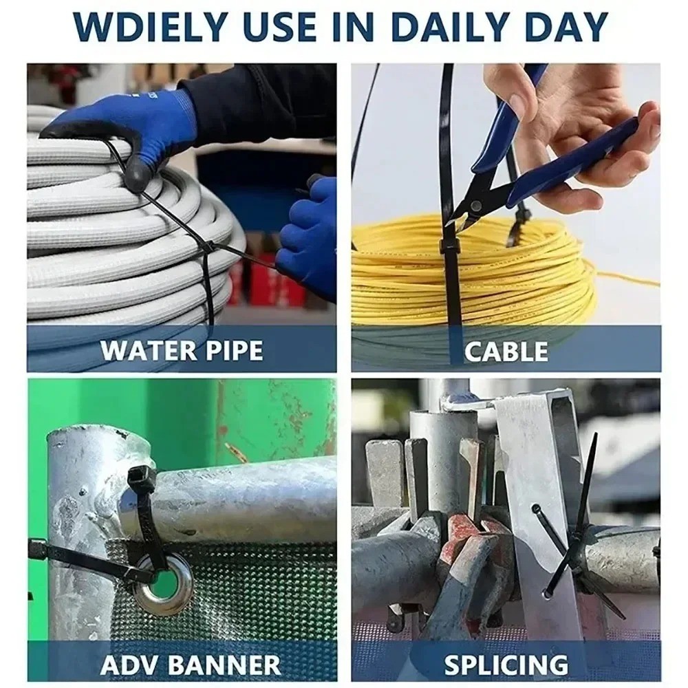 600Pcs Multicolor Self-Locking Nylon Cable Tie Quickly Bundle Plastic ...