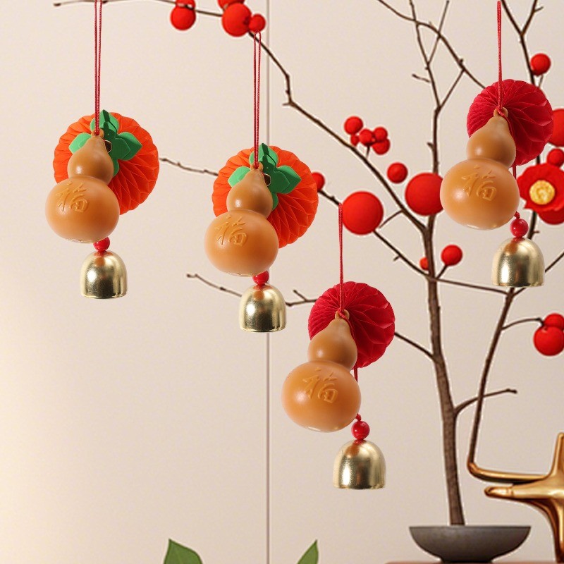 2026 Chinese New Year Gourd Bell Honeycomb Hanging Ornament- Spring ...