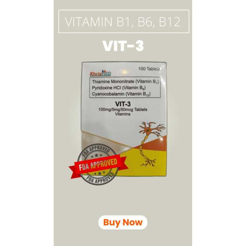 Vit-3 B-Complex Nerve Vitamin B1, B6, B12 100 Tablet Pharex Nerve B ...