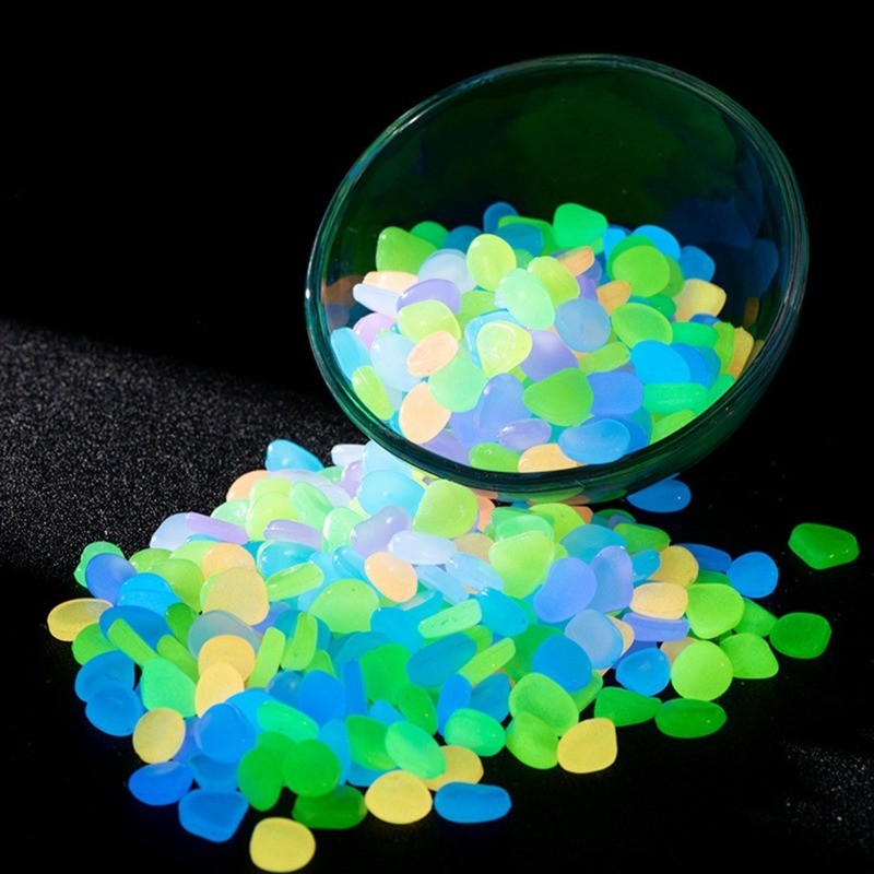 100Pcs Luminous Stones Fish Tank Aquarium Ornament Glow in The Dark ...