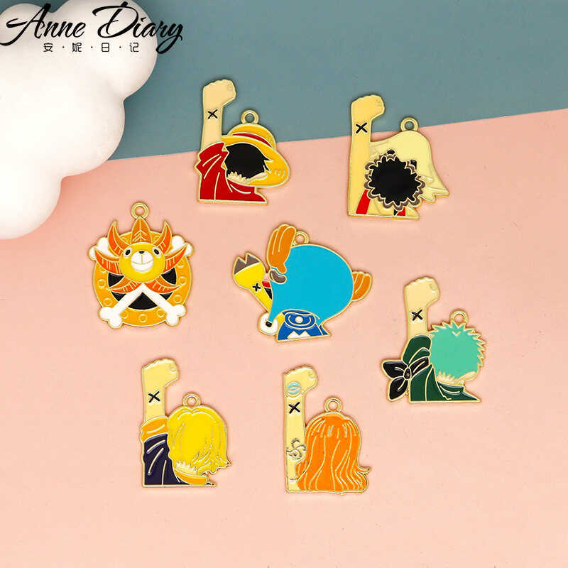 Anime One Piece DIY Accessories Straw Hat Crew Cartoon Luffy Alloy Oil ...