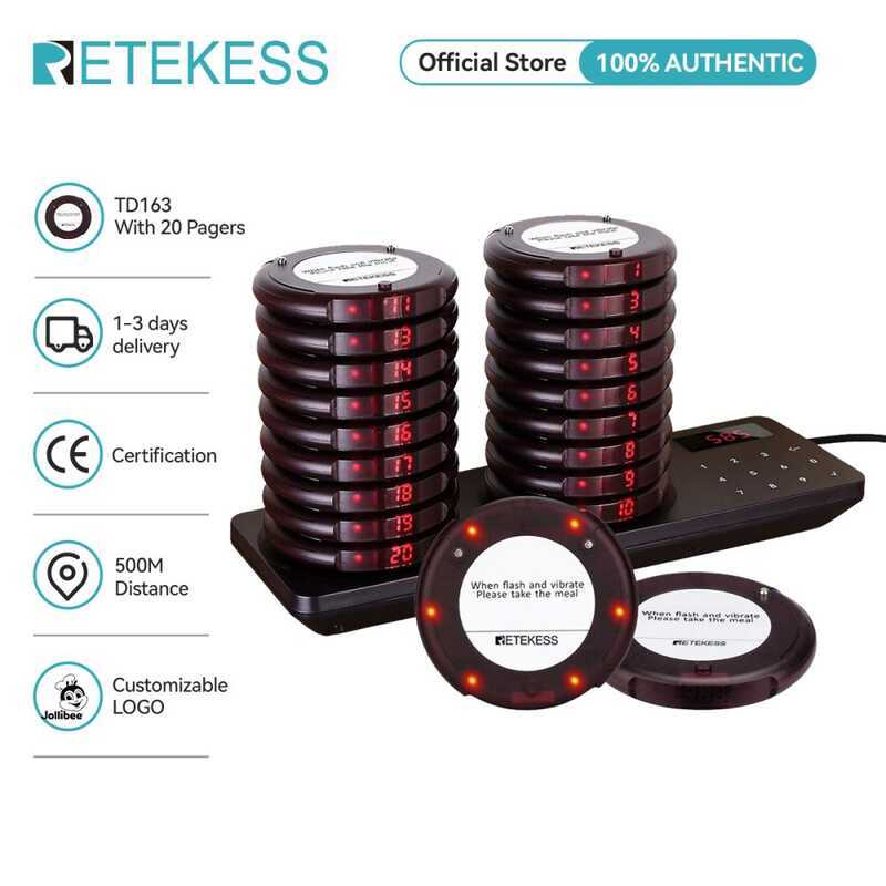 Retekess Td163 Restaurant Pager System Wireless Calling Beepers 400M ...