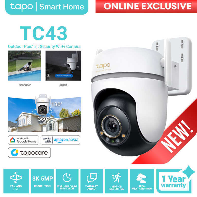 Tp-Link Tapo Tc43 3K 5Mp Outdoor Pan/Tilt Security Wi-Fi Camera ...