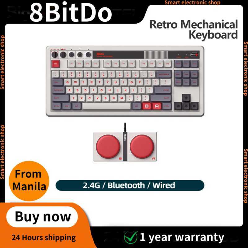 8Bitdo Retro Mechanical Keyboard Bluetooth Gaming With 87 Keys Dual ...