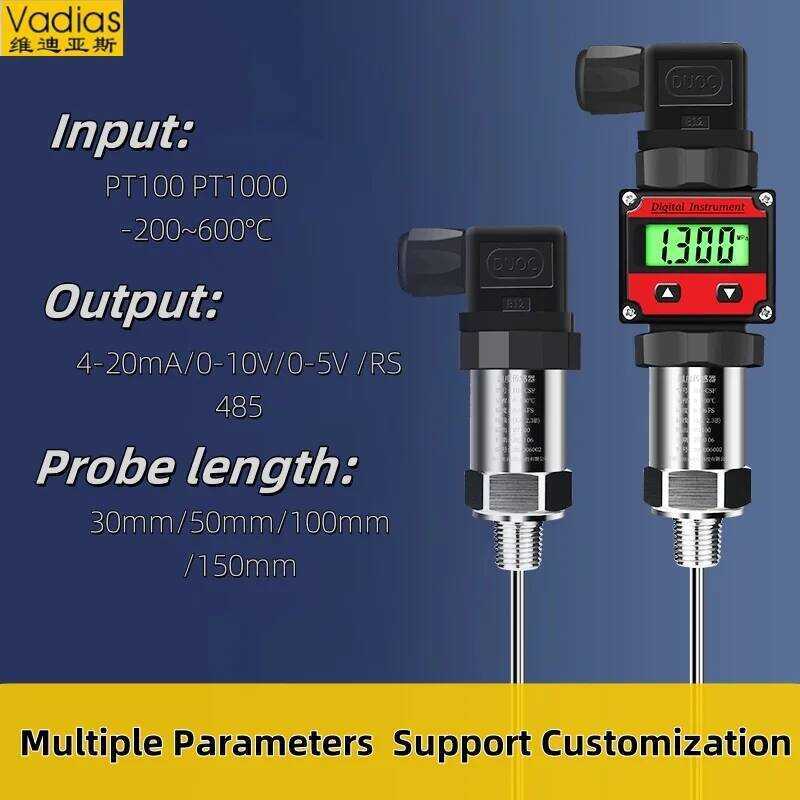 LCD Pt100 Transmitter 100C 200C 500C Sensor 4-20Ma 0-10V Rs485 Temperature Transducer | Shopee ...