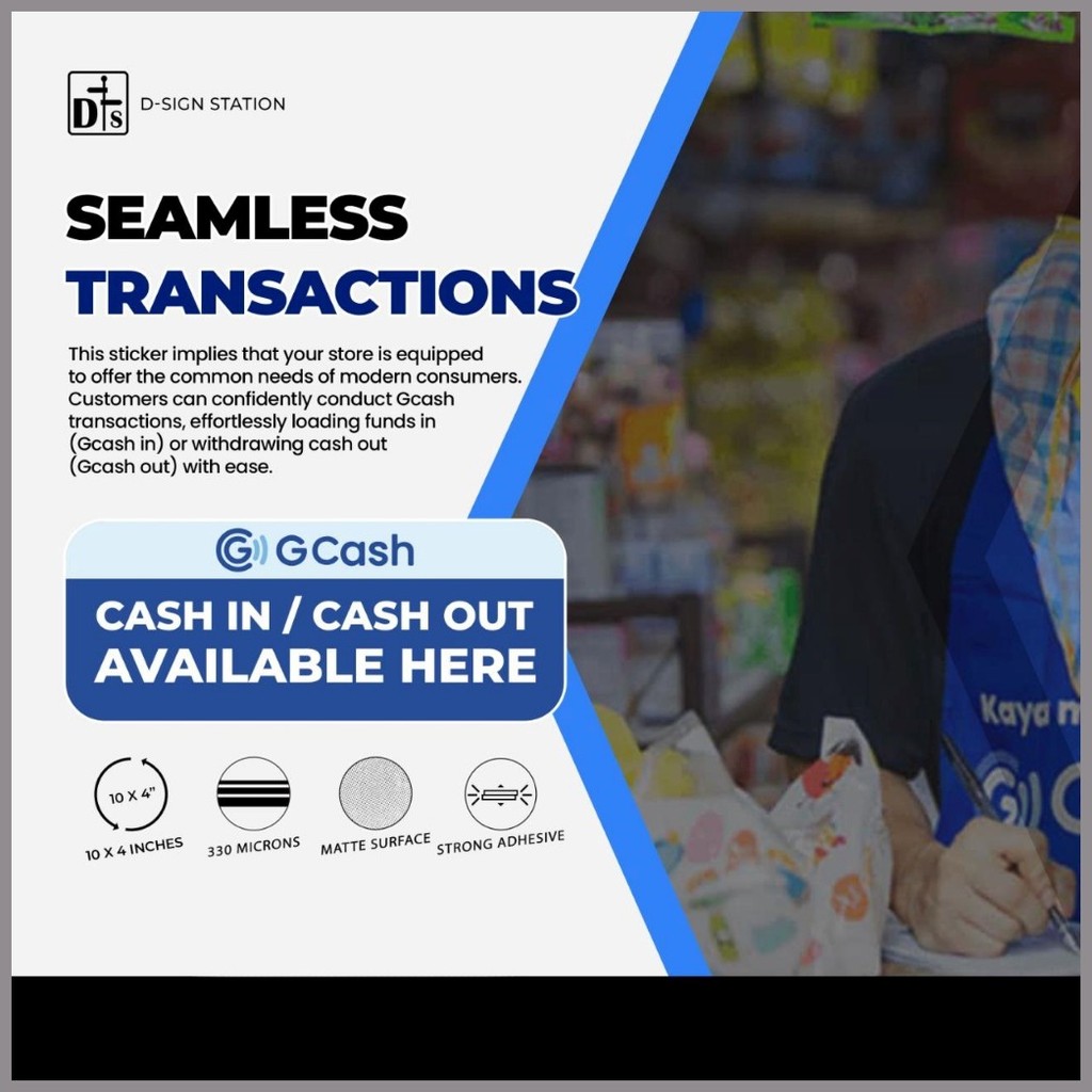 Dsign Gcash Cash In/ Cash Out Available Here Signage Sticker, Store ...