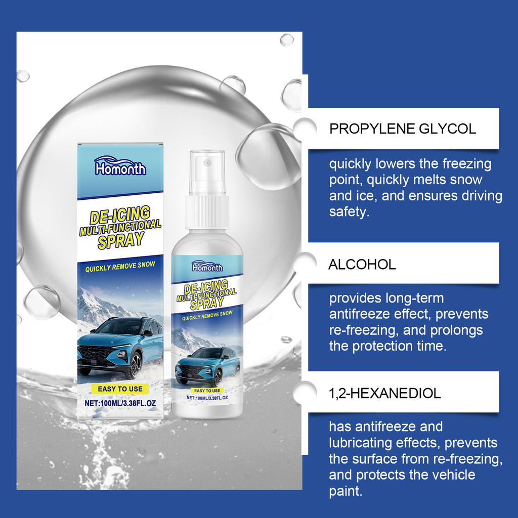 Car De-Icing Spray Multi - Functional Quick Snow Removal Fast Drying No ...