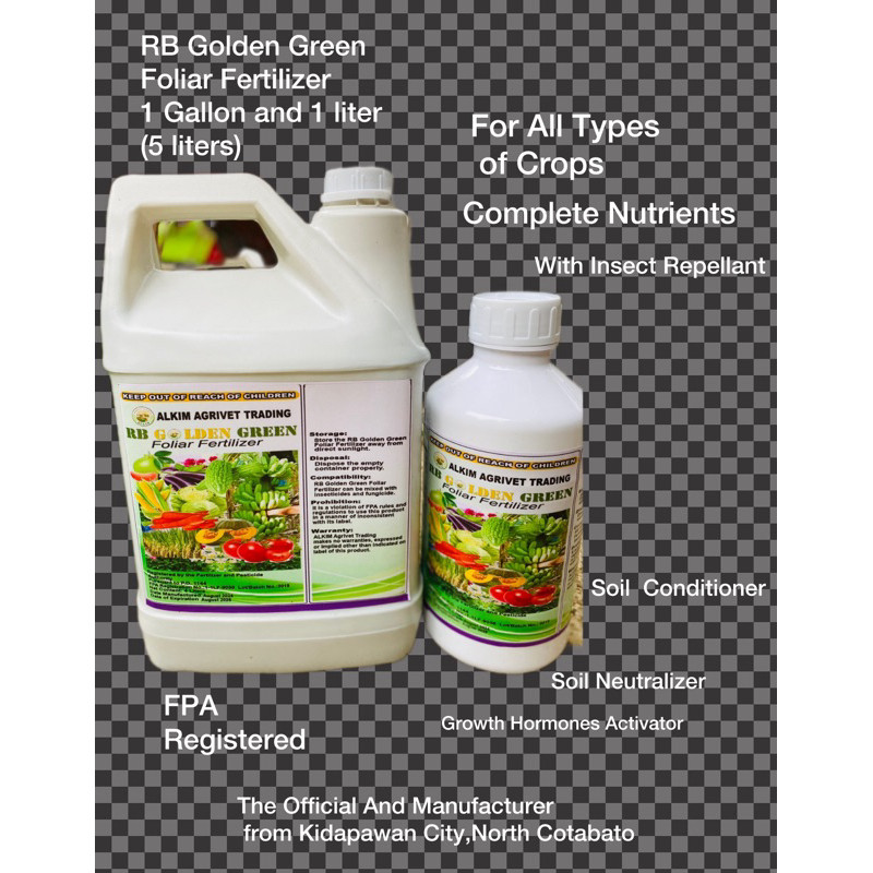 New Stocks RB Golden Green Foliar Fertilizer 5 Liters (1 Gallon and 1 ...