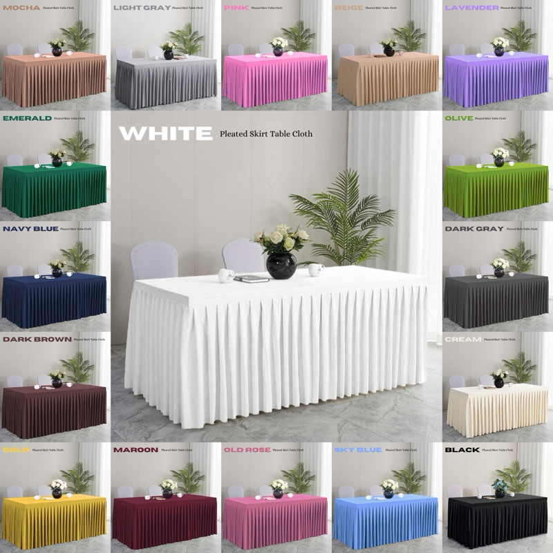 PLEATED TABLE CLOTH GEENA with Skirting Design Catering Buffet Table ...