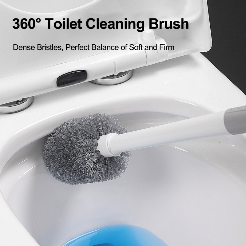 hygienic 4-function toilet set includes angled brush, slim scraper and ...