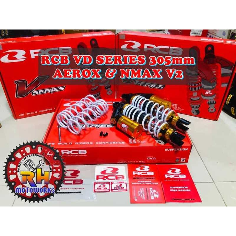 RCB VD Series 305Mm Dual Rear Shocks For Aerox V1/V2, Nmax V2 2020 ...