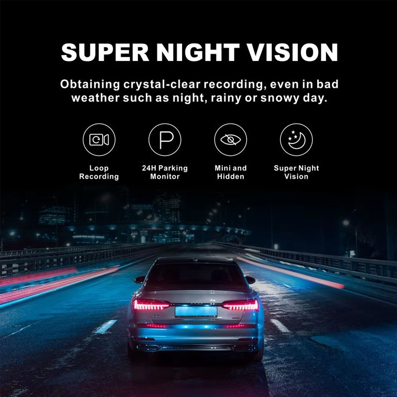 GPS WIFI Dash Cam 4K+2K Dual Cam Recording Type-C 24H Parking ...