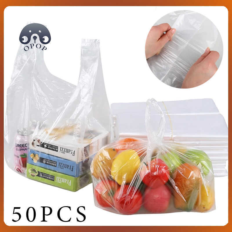 50Pcs White Transparent Plastic Bags Convenience Food Packaging ...