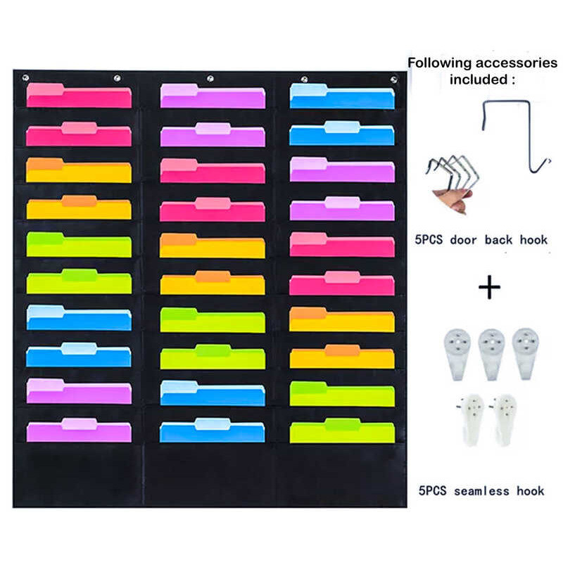 Document Organizer 30 Pocket Storage Pocket Chart Hanging Wall File ...