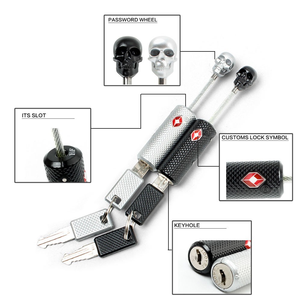 TSA Approved Cable Luggage Lock Wire lock Padlock with keys for Gym ...