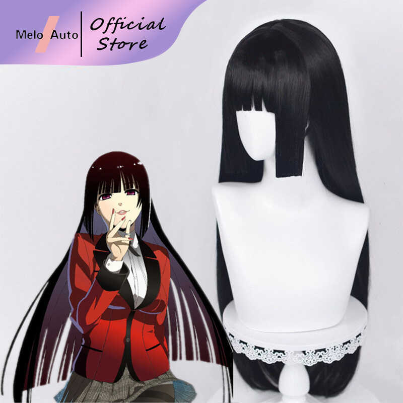 Cartoon Characters Yumeko Jabami Wigs Black Flat Bangs Long Straight ...