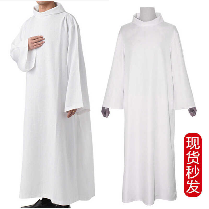 Halloween Pastor Robe Medieval Cloak Pastor Wizard Cosplay Costume ...