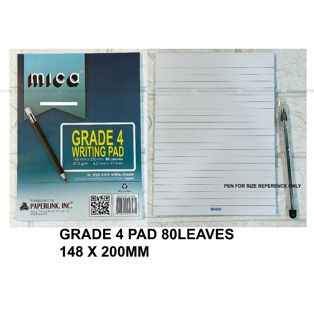 (ONE REAM = 10PADS) MICA GRADE 1 2 3 4 PAD (OFFICE SCHOOL SUPPLIES ...