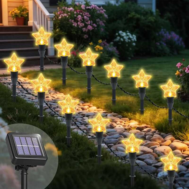15 BUYYU LED Solar Garden Star Lawn Light Waterproof Pathway Outdoor ...