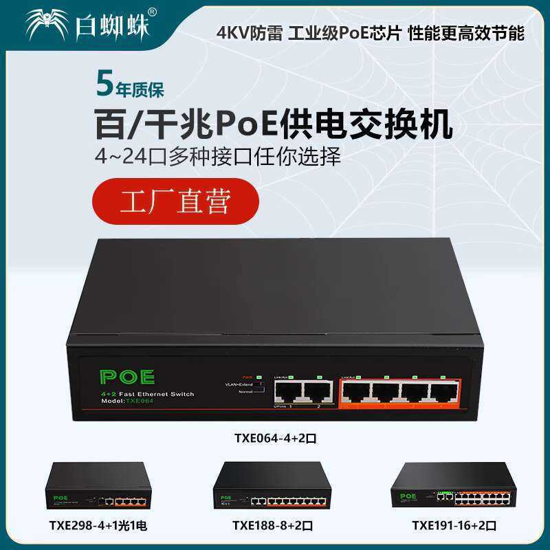 White Spider POE Gigabit Power Supply Monitoring Dedicated 6-Port 10 ...