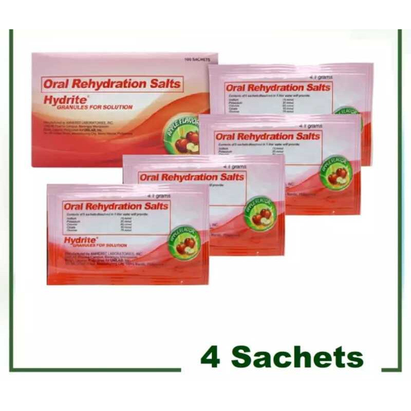 Hydrite Oral Rehydration Salts (4 Sachets) Apple Flavor - Electrolyte ...