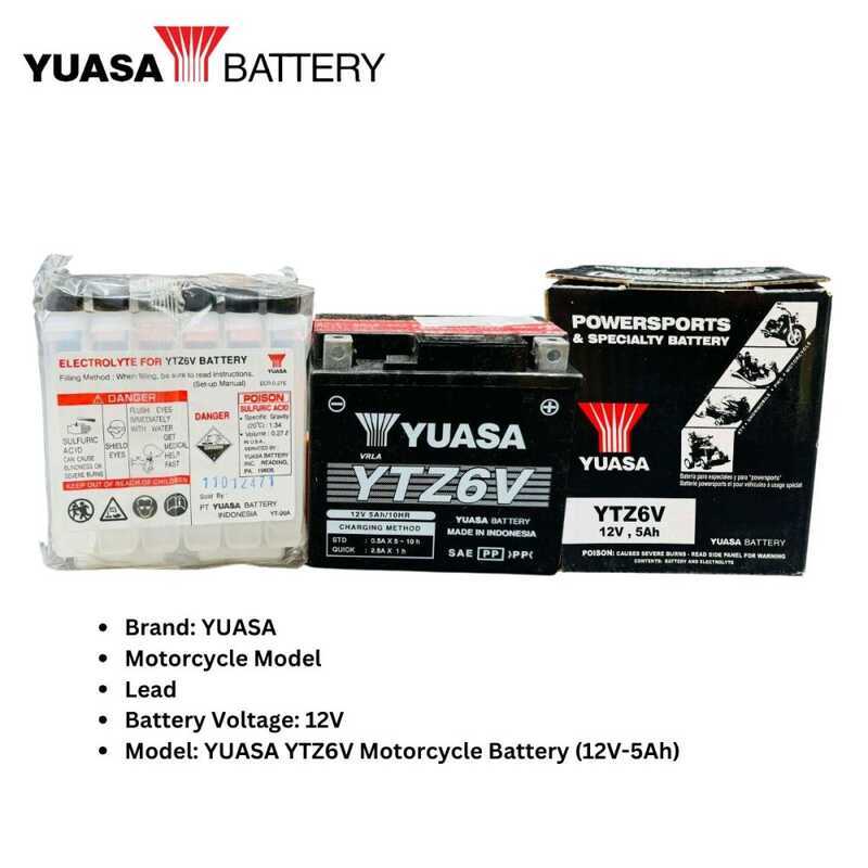 YUASA Ytz6v Separate Acid Motorcycle Battery 12V For NMAX V2 / AEROX V2 ...