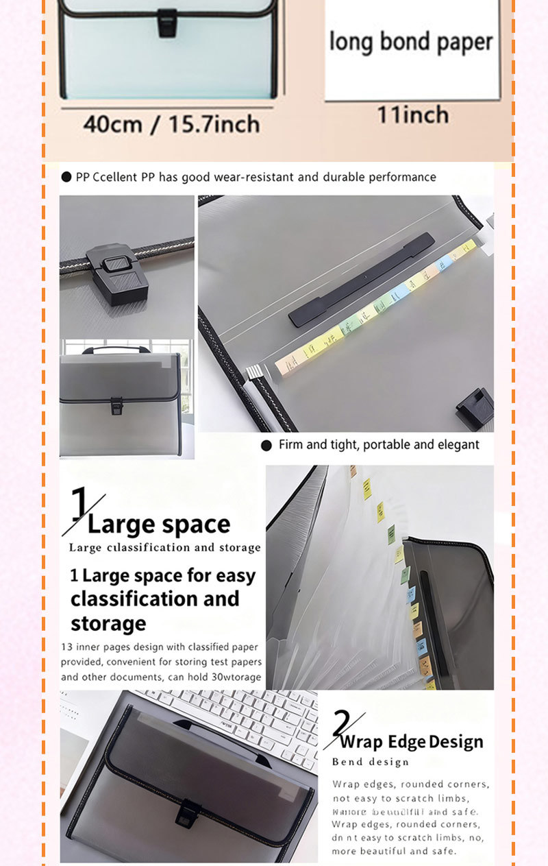 File Organizer Folder Bag Expanded With Handle For Long Bond Paper A4 ...