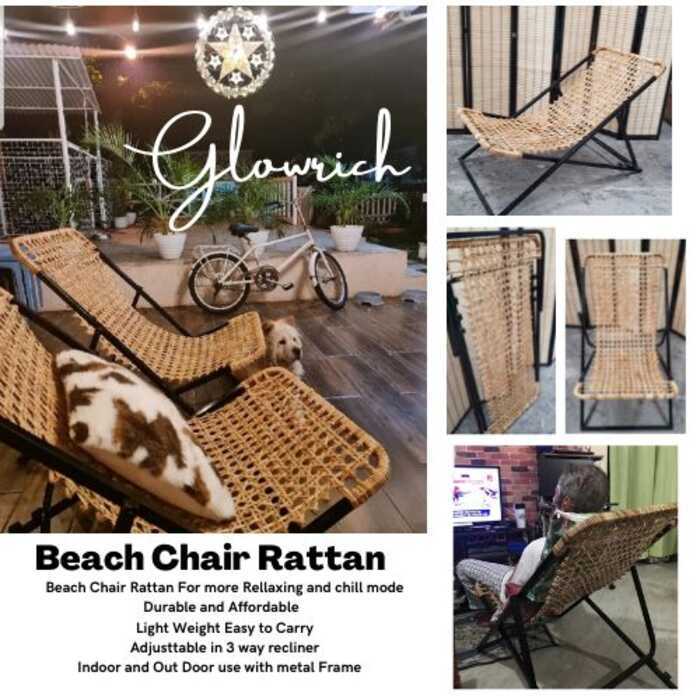 95 Reclining Chair / Wood Rattan Abaka 84C1ad | Shopee Philippines