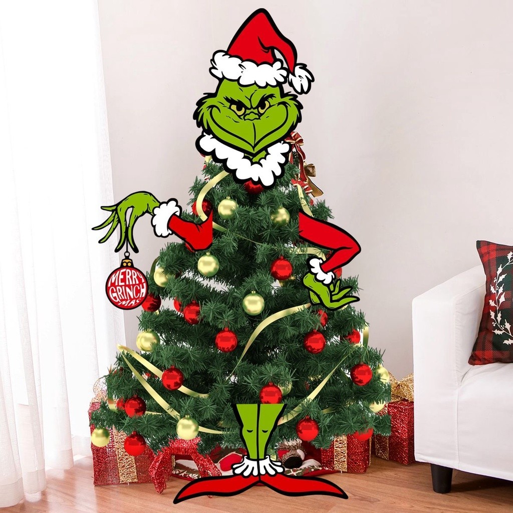 Christmas Decorations Pendant Green Fur Monster Plug-in Yard Sign ...