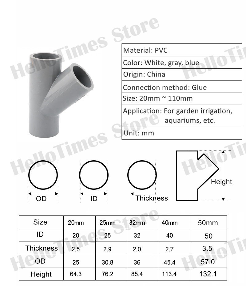 1pc 20/25/32/40/50mm PVC Pipe 3-Way Connector Garden Irrigation Water ...
