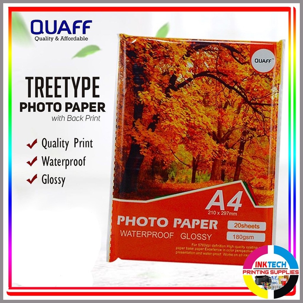 QUAFF 180gsm A4 size Glossy Photo paper 20sheets/pack | Shopee Philippines