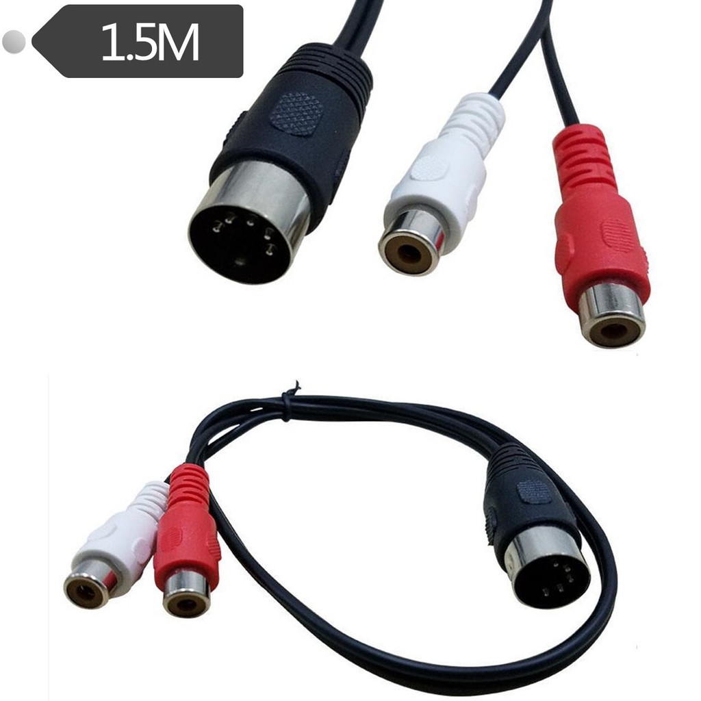 Big DIN 5-Core DIN Male to 2RCA Lotus Female Old-fashioned Audio ...