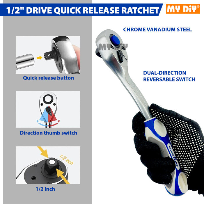 GOOD KING 32pcs 1/2" CRV Dr Socket Wrench Auto Repair Tool Set Ratchet ...