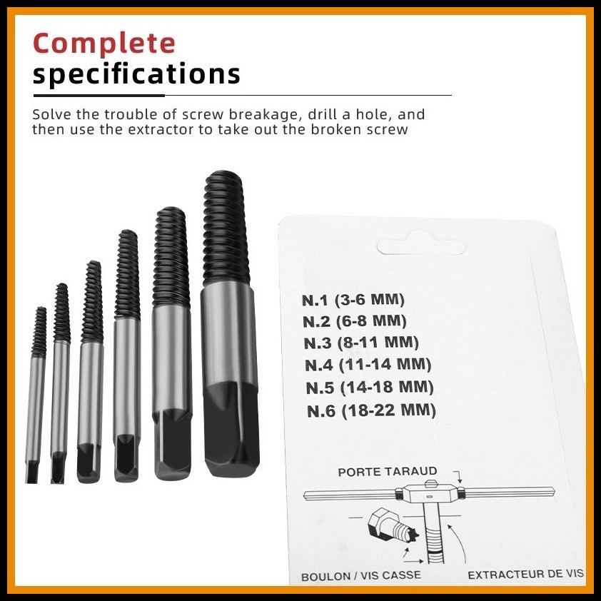 6Pcs Broken Bolt Screw Extractor Center Drill Bits Guide Set Removal ...