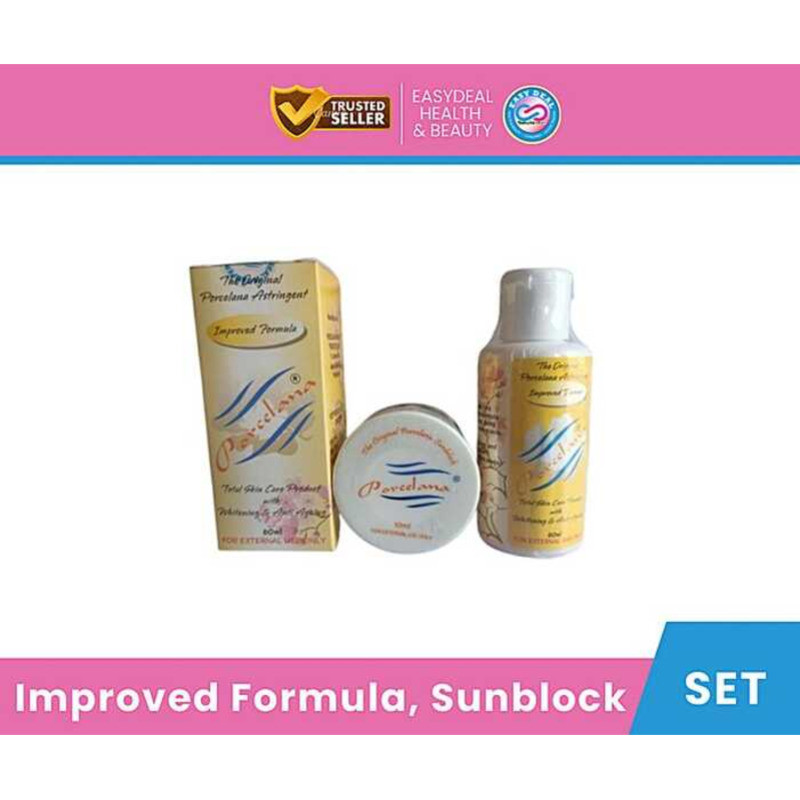 PORCELANA SET F ( Astringent Improved Formula, Sunblock) All Skin Types ...
